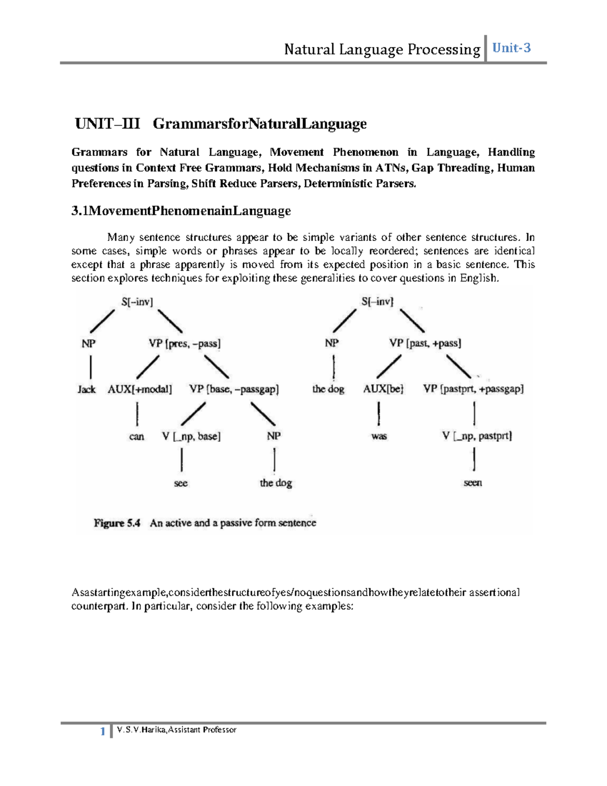 NLP unit-3 - Natural Language Processing Unit- 3 1 V.S.V,Assistant Professor UNIT–III - Studocu