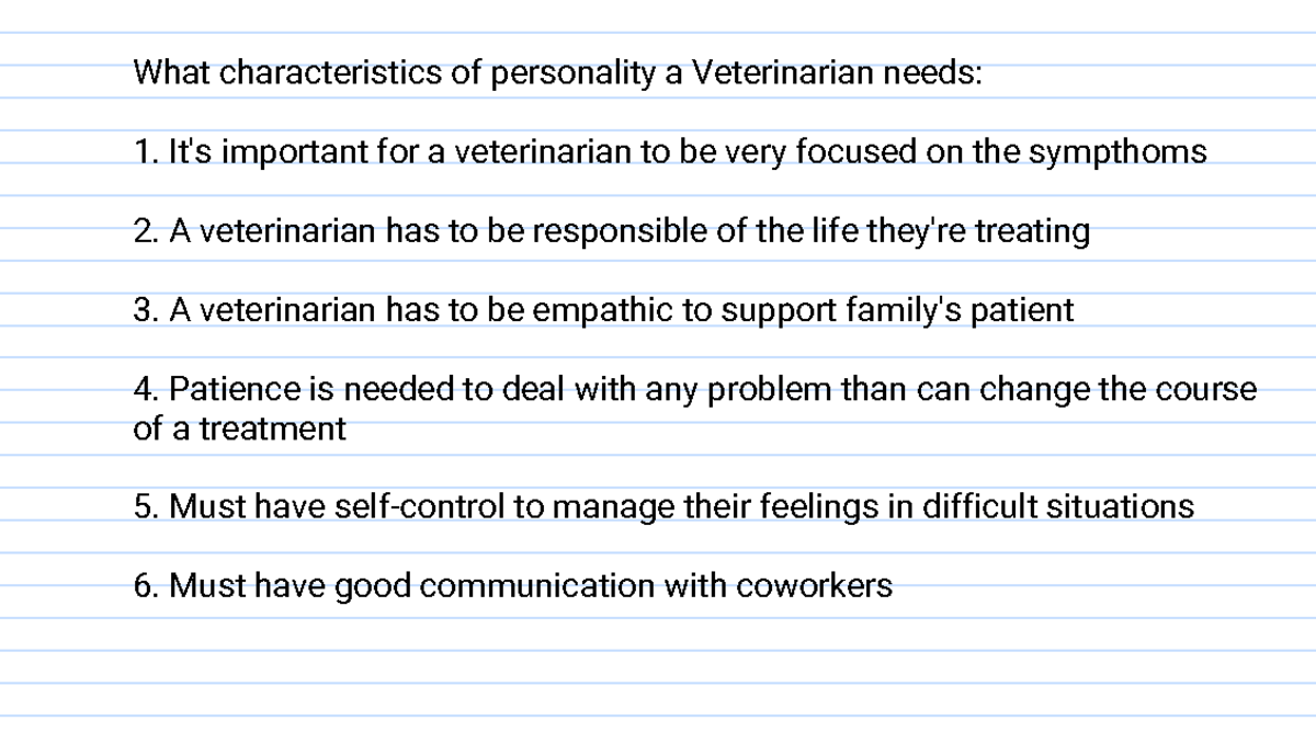 Characteristics of a Veterinarian - Inglés General V - What ...