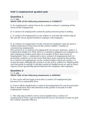 employment specimen assessment sample answer - Studocu