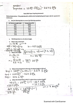 HW Excel Slope - Homework for CHEM 1020 - CHEM 1020 - Studocu