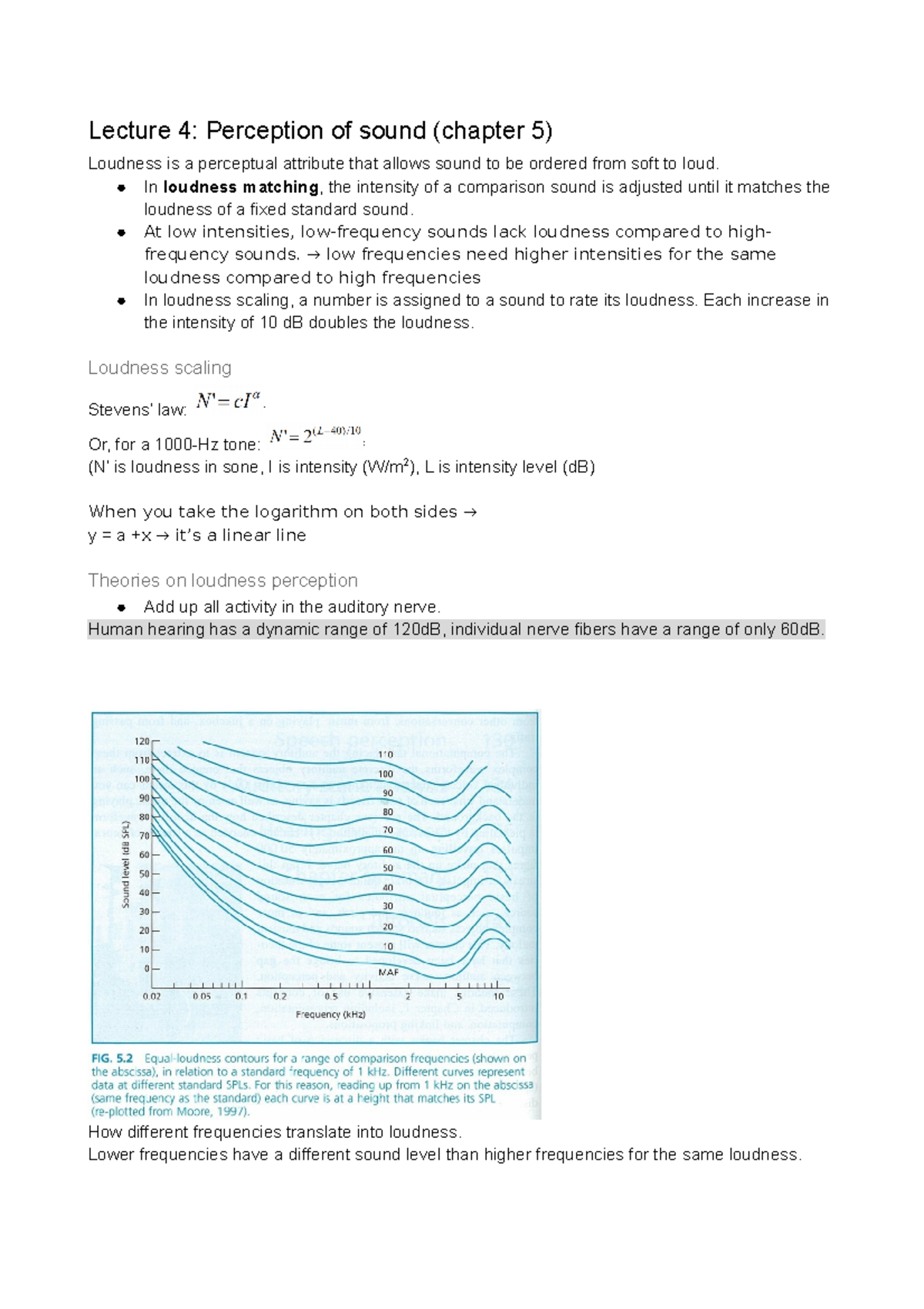 Lecture 4 perception of sound (ch. 5) - Lecture 4: Perception of sound (chapter 5) Loudness is a ...