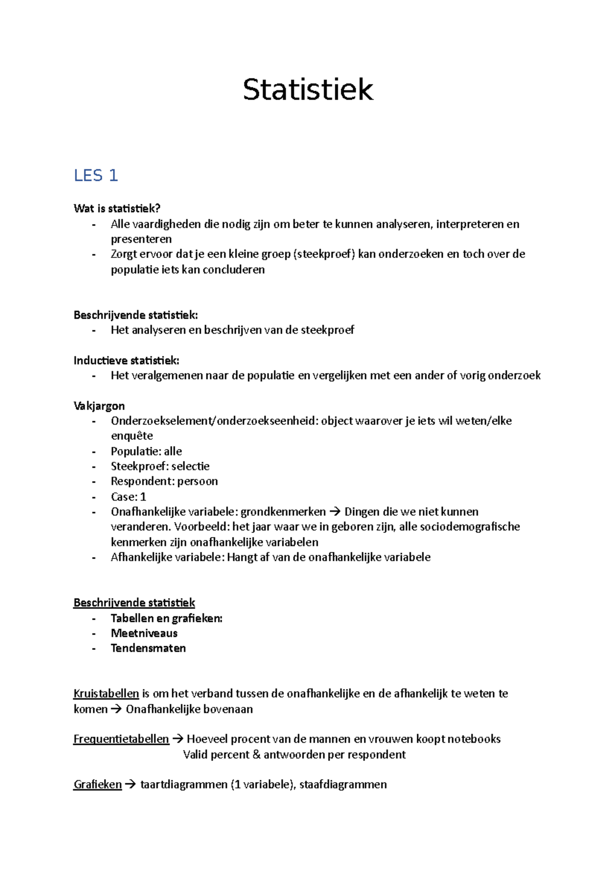 Statistiek - Statistiek LES 1 Wat is statistiek? - Alle vaardigheden ...