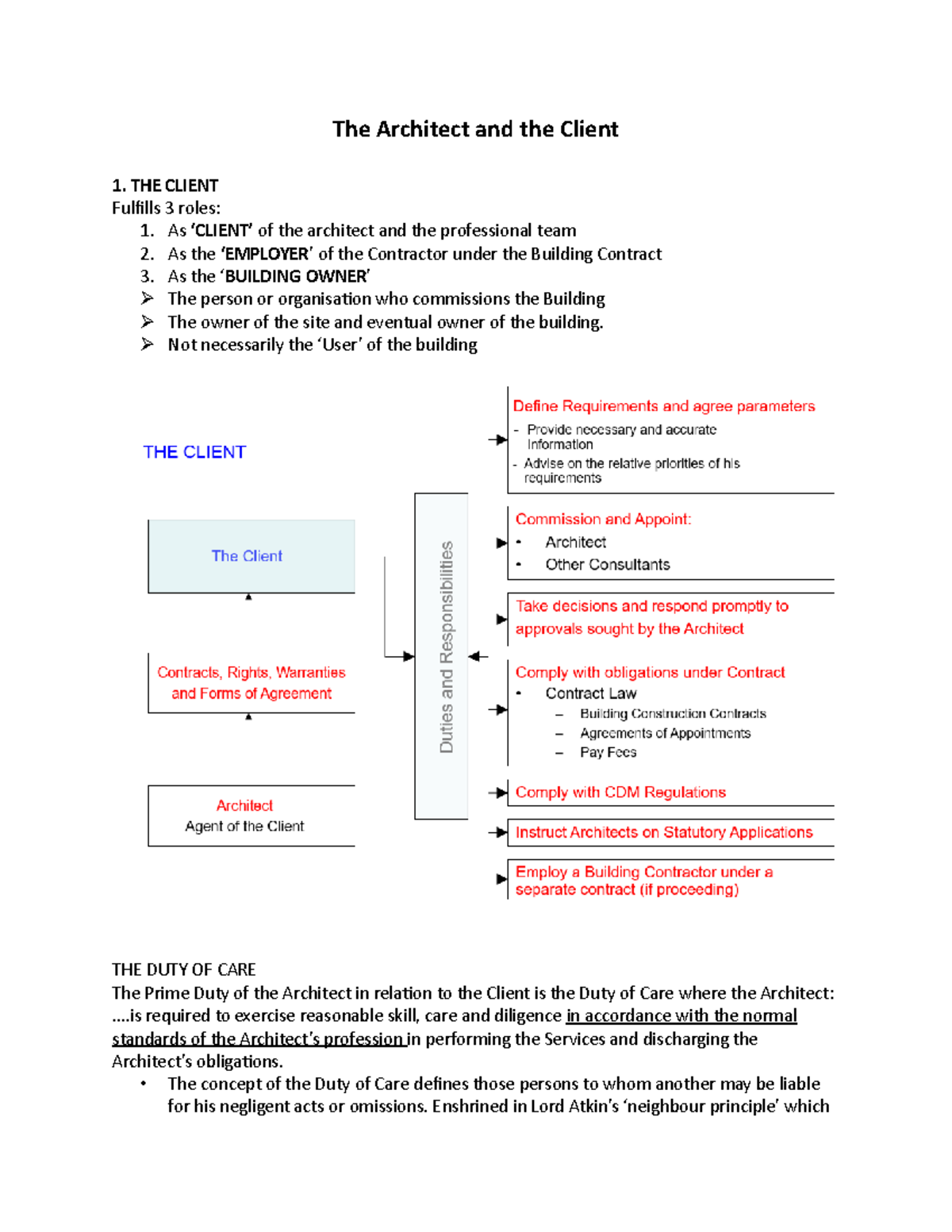 The Architect and the Client - THE CLIENT Fulfills 3 roles: 1. As ...