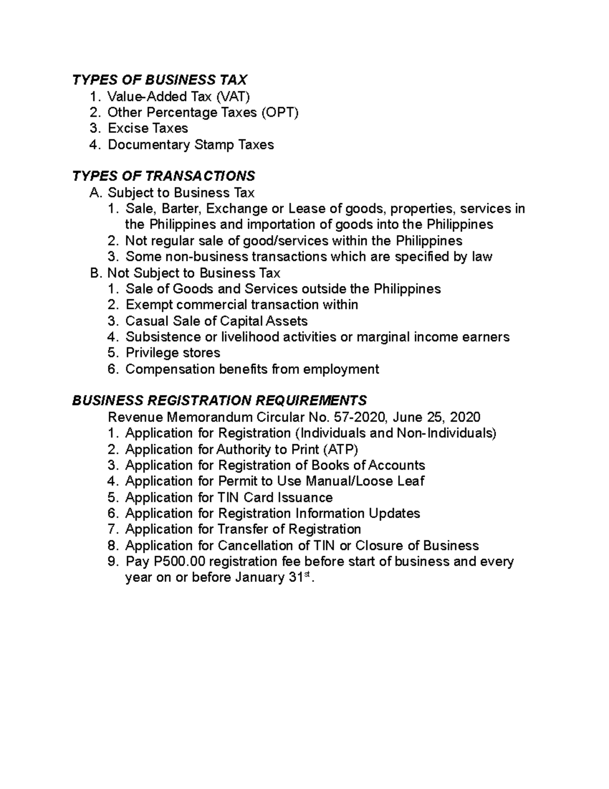 Tax concept map - TYPES OF BUSINESS TAX Value-Added Tax (VAT) Other ...