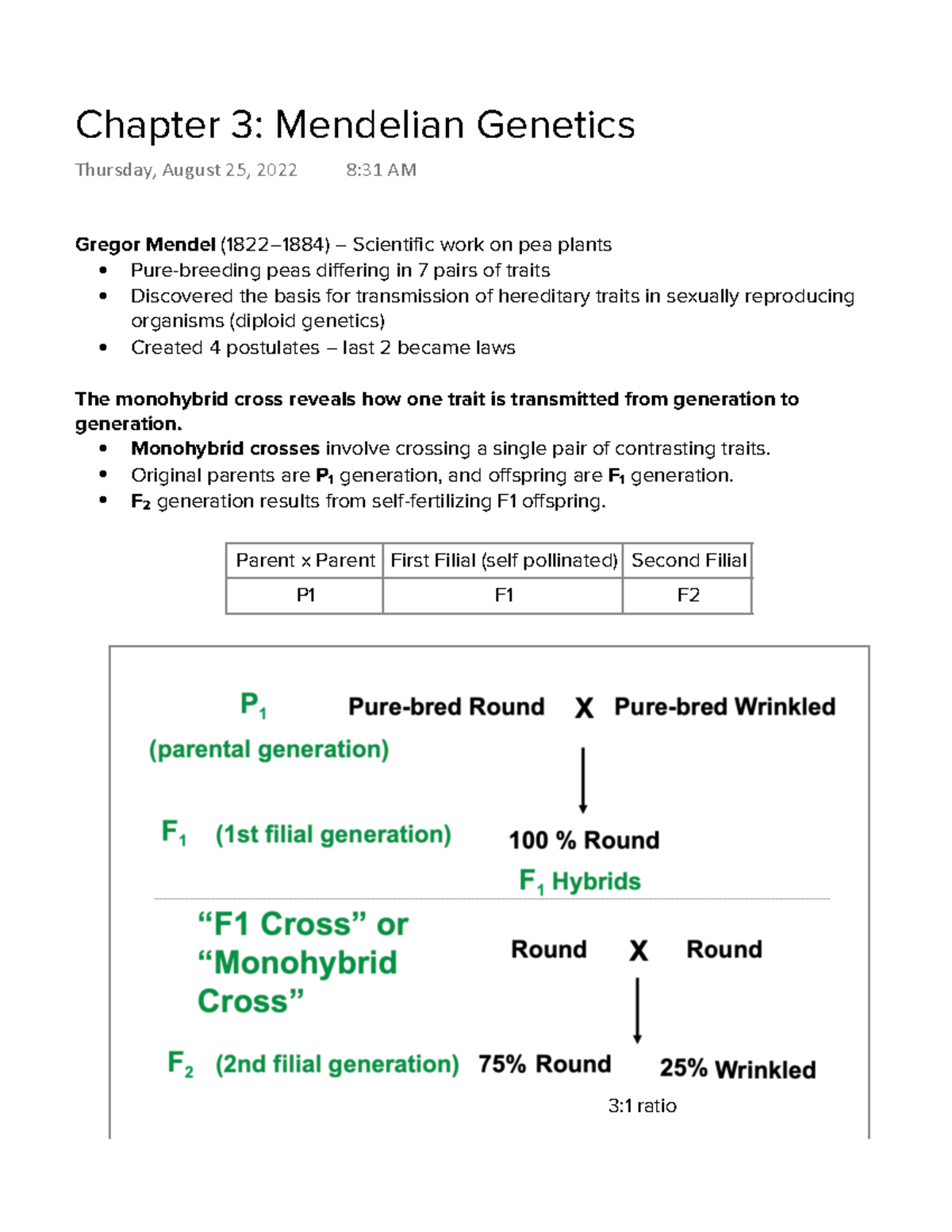 Chapter 3 Mendelian Genetics - Gregor Mendel (1822–1884) – Scientific ...