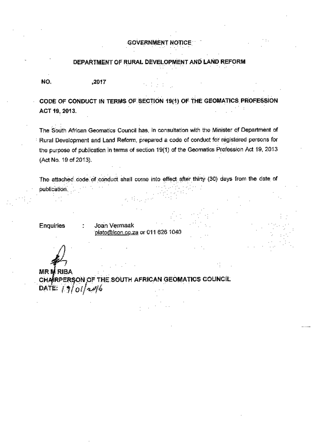 SAGC Code of Conduct - Surveying, lecturer notes. Based on South Africa ...