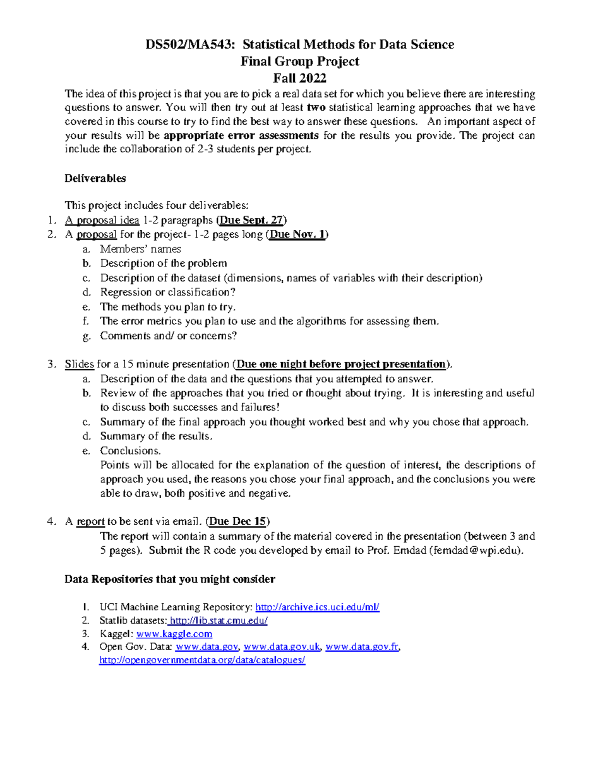 Project Information F22 - DS502/MA543: Statistical Methods for Data ...