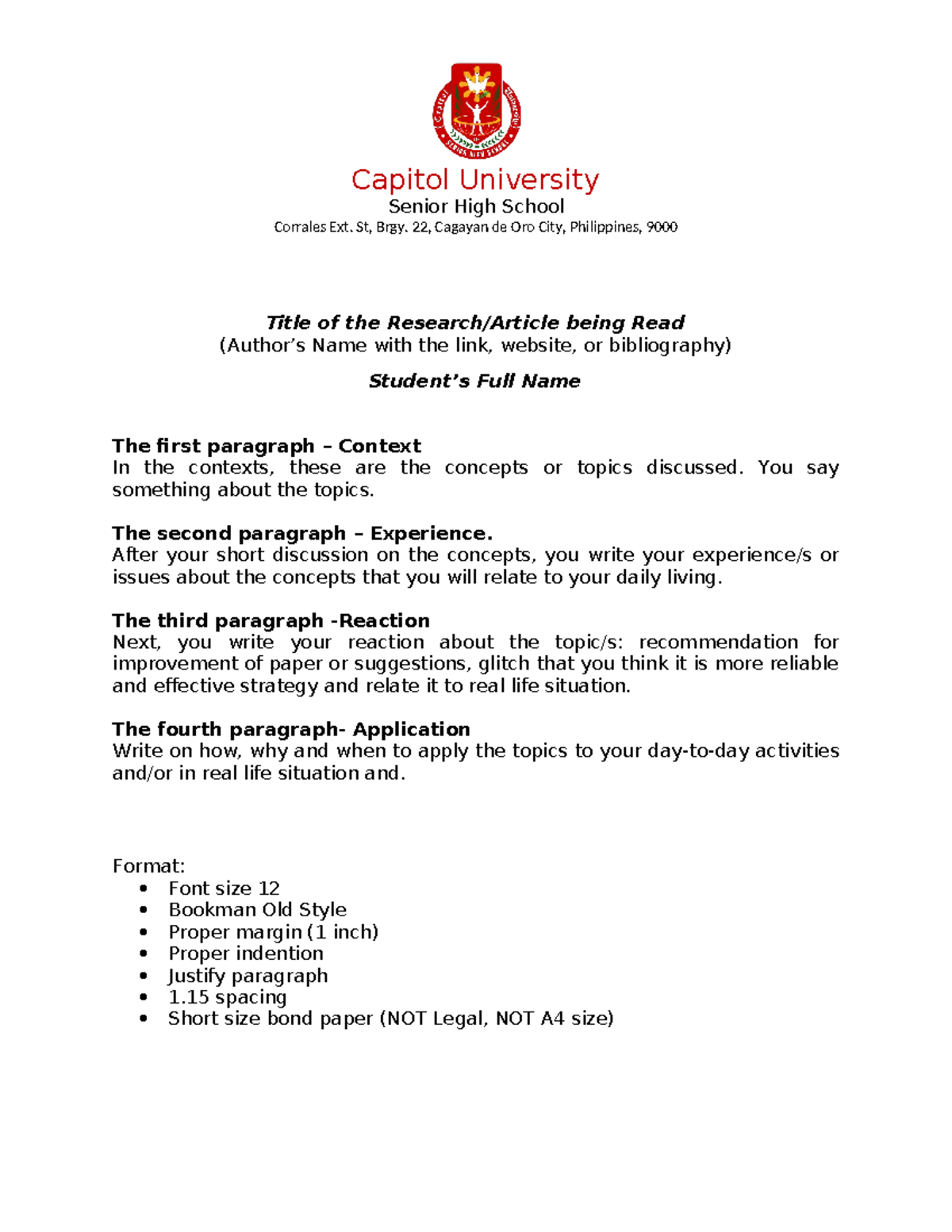 Synthesis-Paper - a simple synthesis paper\ - Capitol University Senior ...