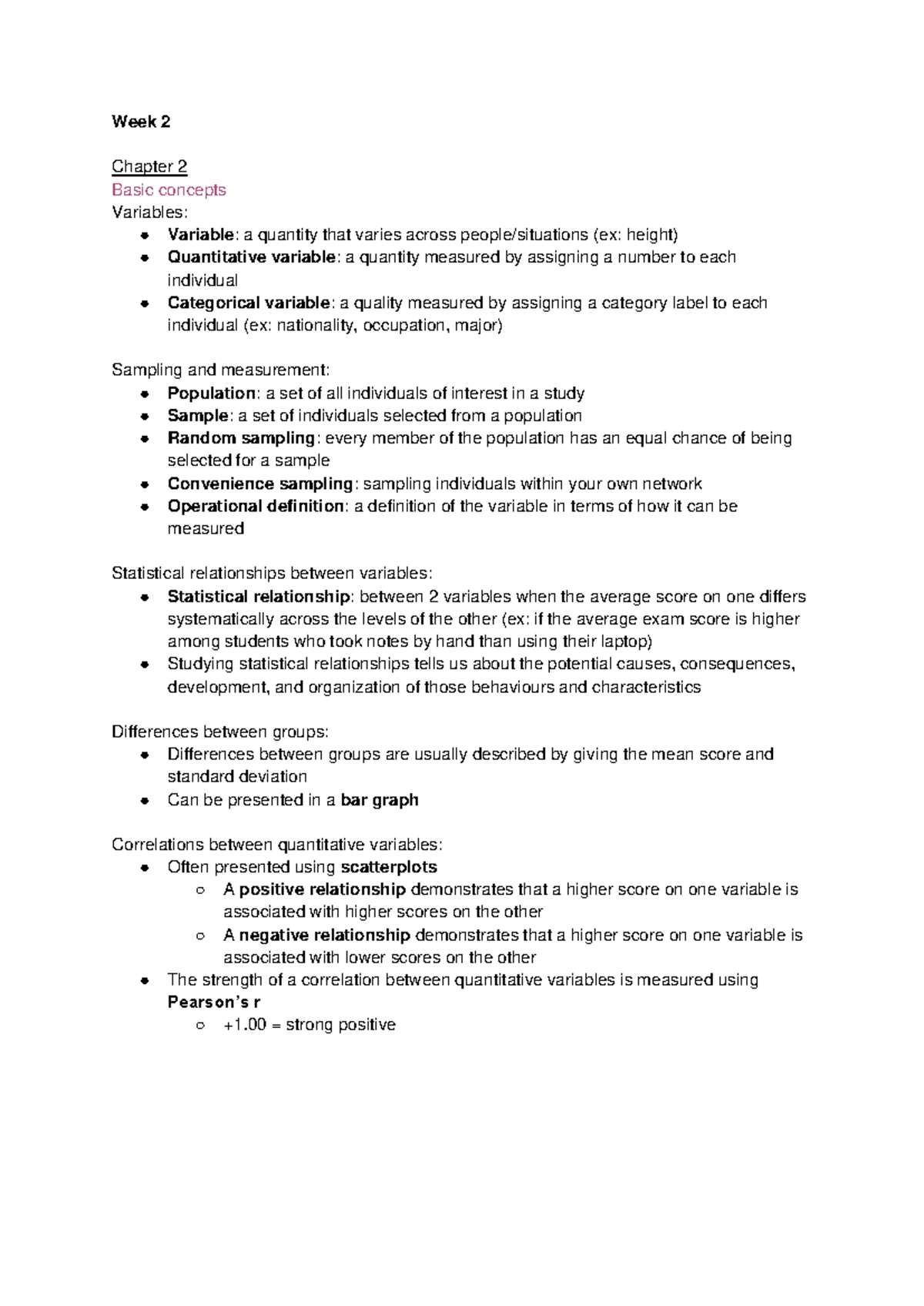 Week 2 - gl/psyc 2520 week 2 notes - Week 2 Chapter 2 Basic concepts ...