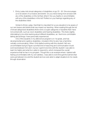 Demystifying Disability Chapter 1 - Demystifying Disability Reflection #1/chapter 1: So, What is ...