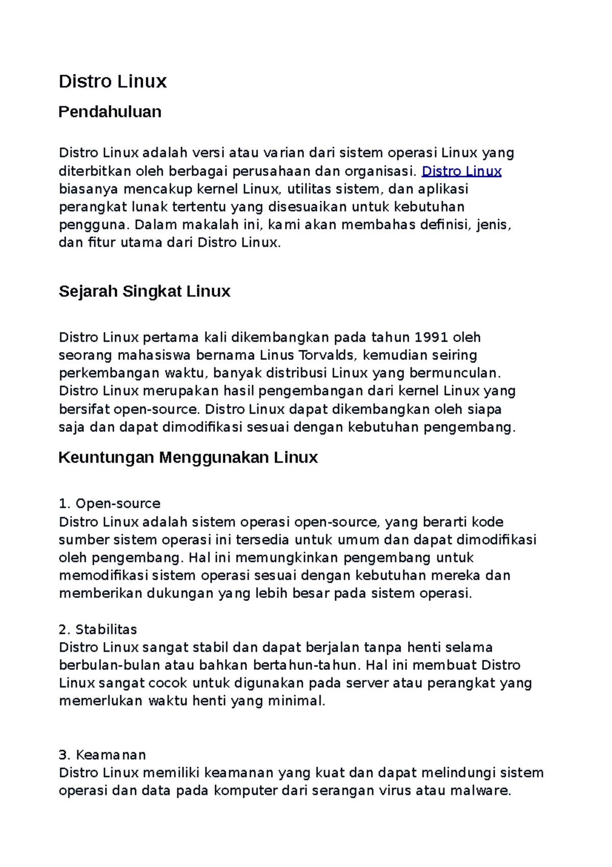 Distro Linux - Distro Linux Pendahuluan Distro Linux adalah versi atau ...