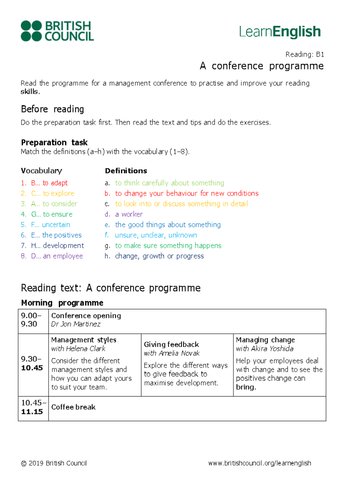 A conference programme - © 2019 British Council britishcouncil ...
