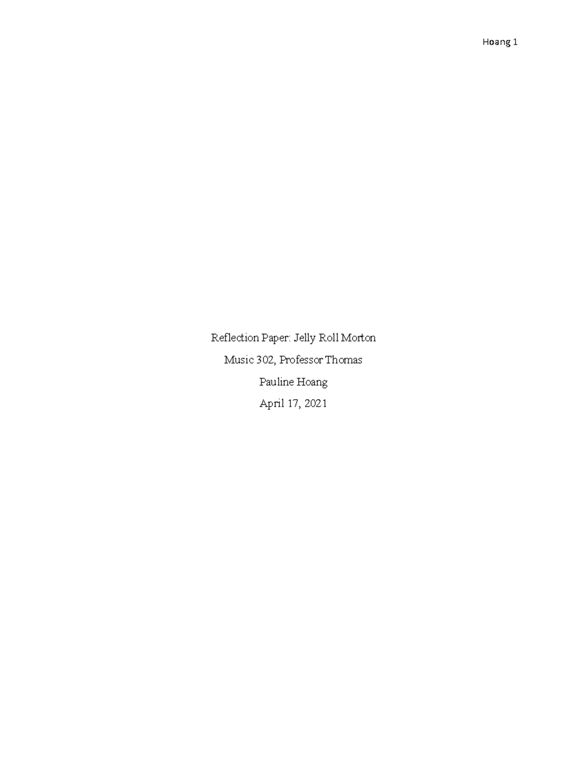 Reflection Paper Music 302 three jazz musicians - Reflection Paper ...