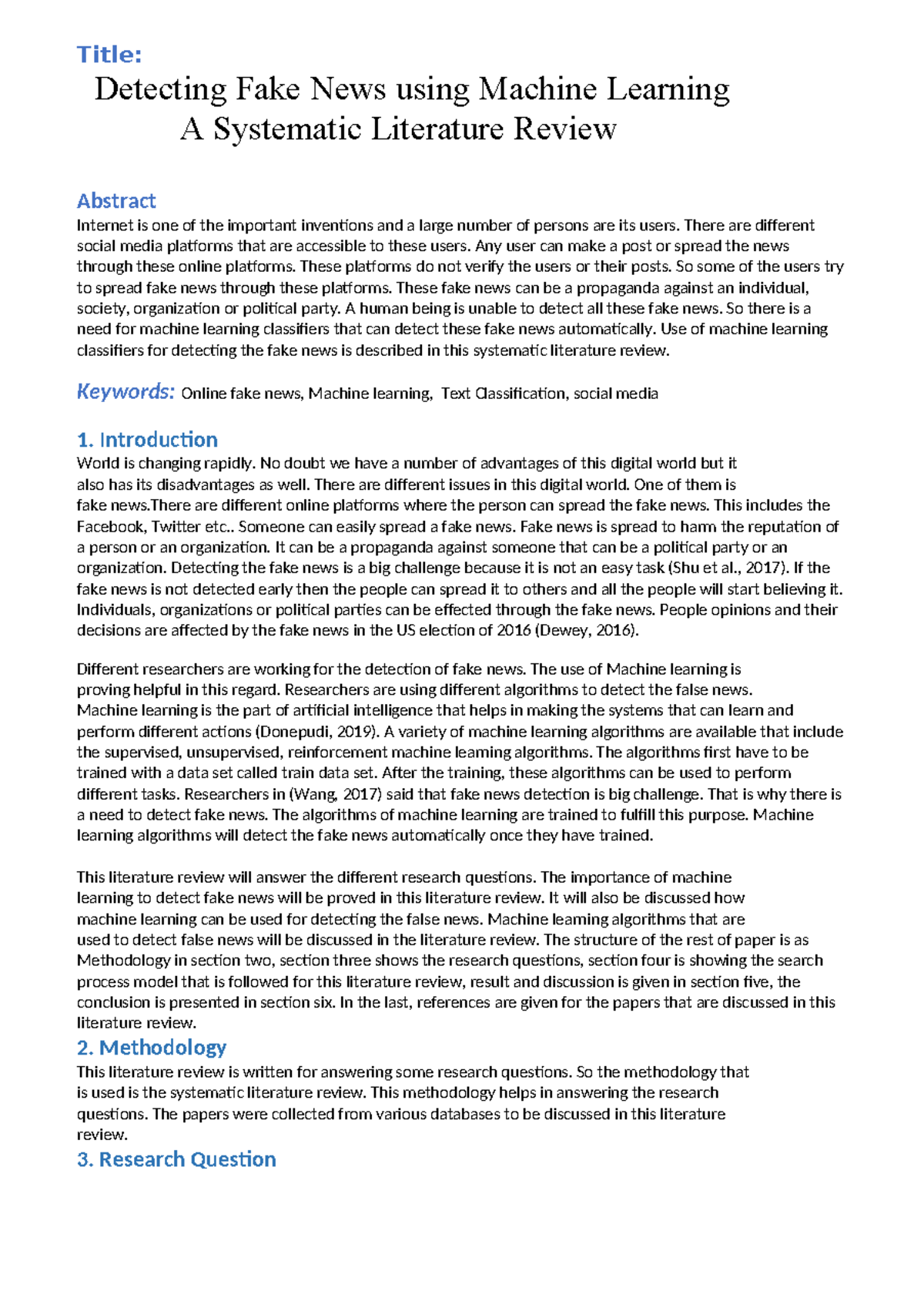 Summary of research paper 040925 - Title: Detecting Fake News using ...