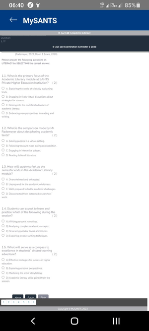 Academic literacy assignment 2 - 1 Always remember to consult MySANTS ...