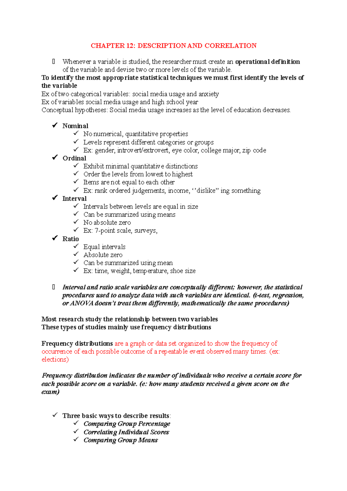 PSY208 Description and Correlation - CHAPTER 12: DESCRIPTION AND ...