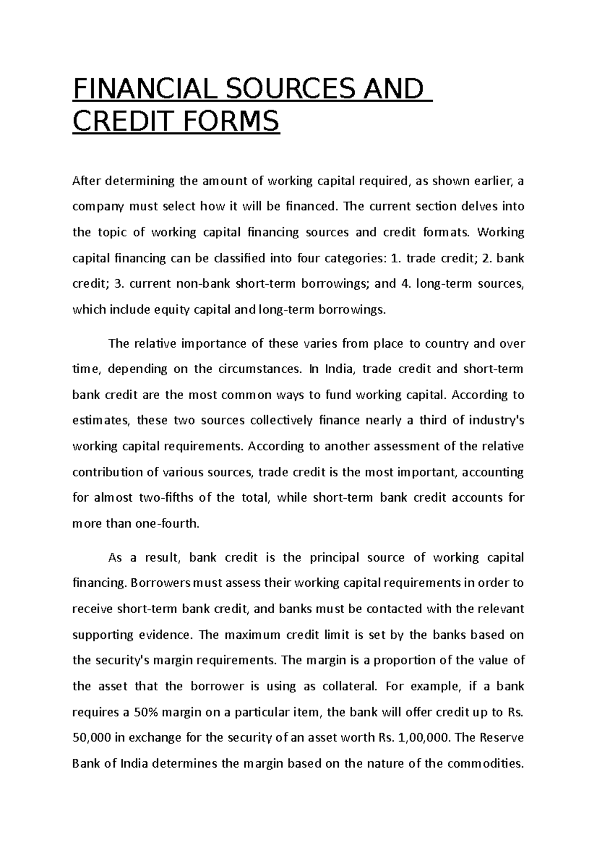 Financial Sources AND Credit Forms - FINANCIAL SOURCES AND CREDIT FORMS ...