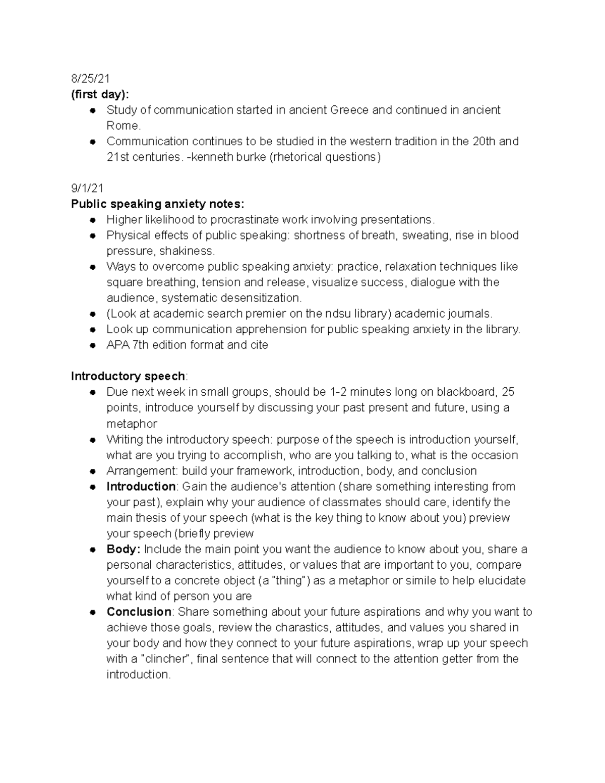 Comm 110 notes large lecture - 8/25/ (first day): Study of ...