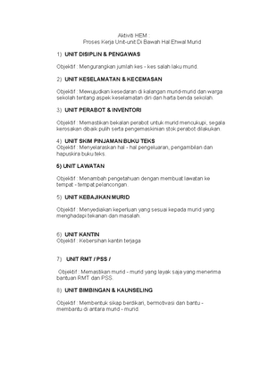 Kandungan FAIL MEJA Pengurusan HEM - SUSUNAN KANDUNGAN FAIL MEJA PK HEM ...