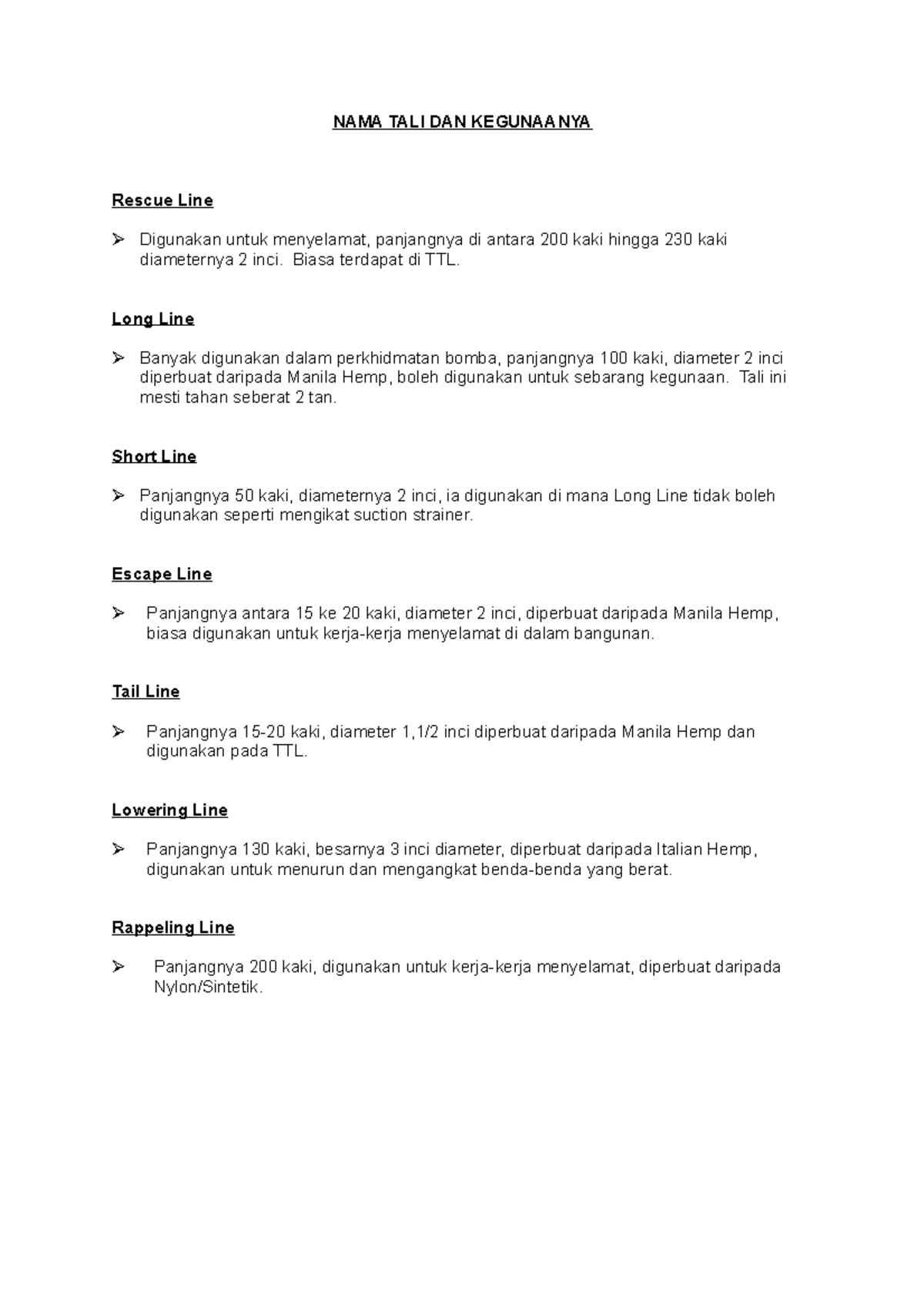 NAMA TALI DAN KEGUNAANYA BOMBA HBU133 - NAMA TALI DAN KEGUNAANYA Rescue ...