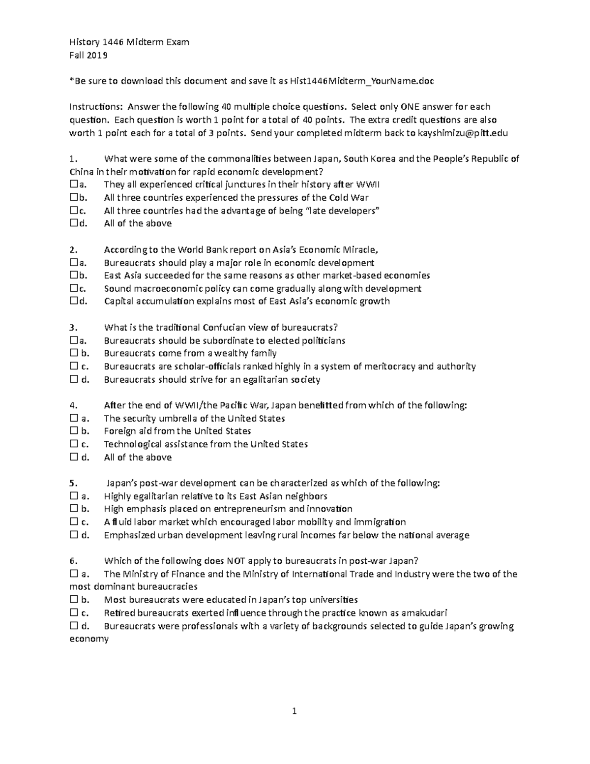 History East Asian Test Midterm Exam Practice Questions with Solutions ...