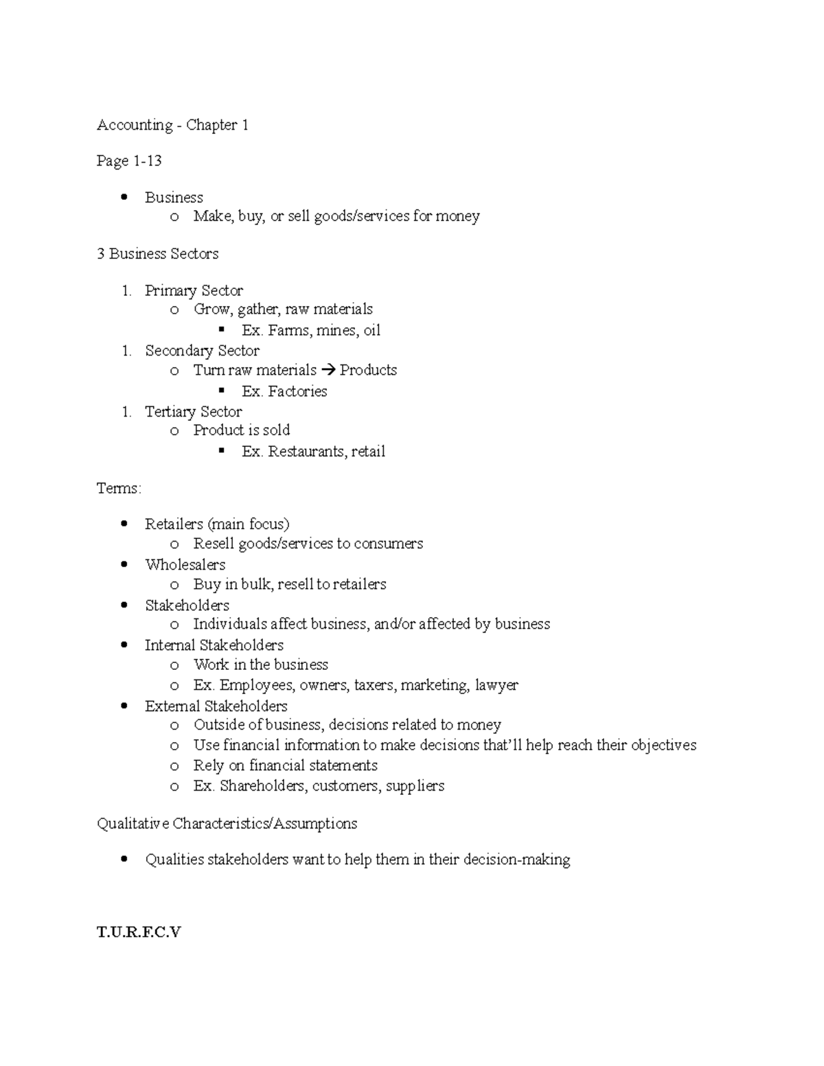 Accounting Chapter 1 Textbook Notes - Accounting - Chapter 1 Page 1 ...