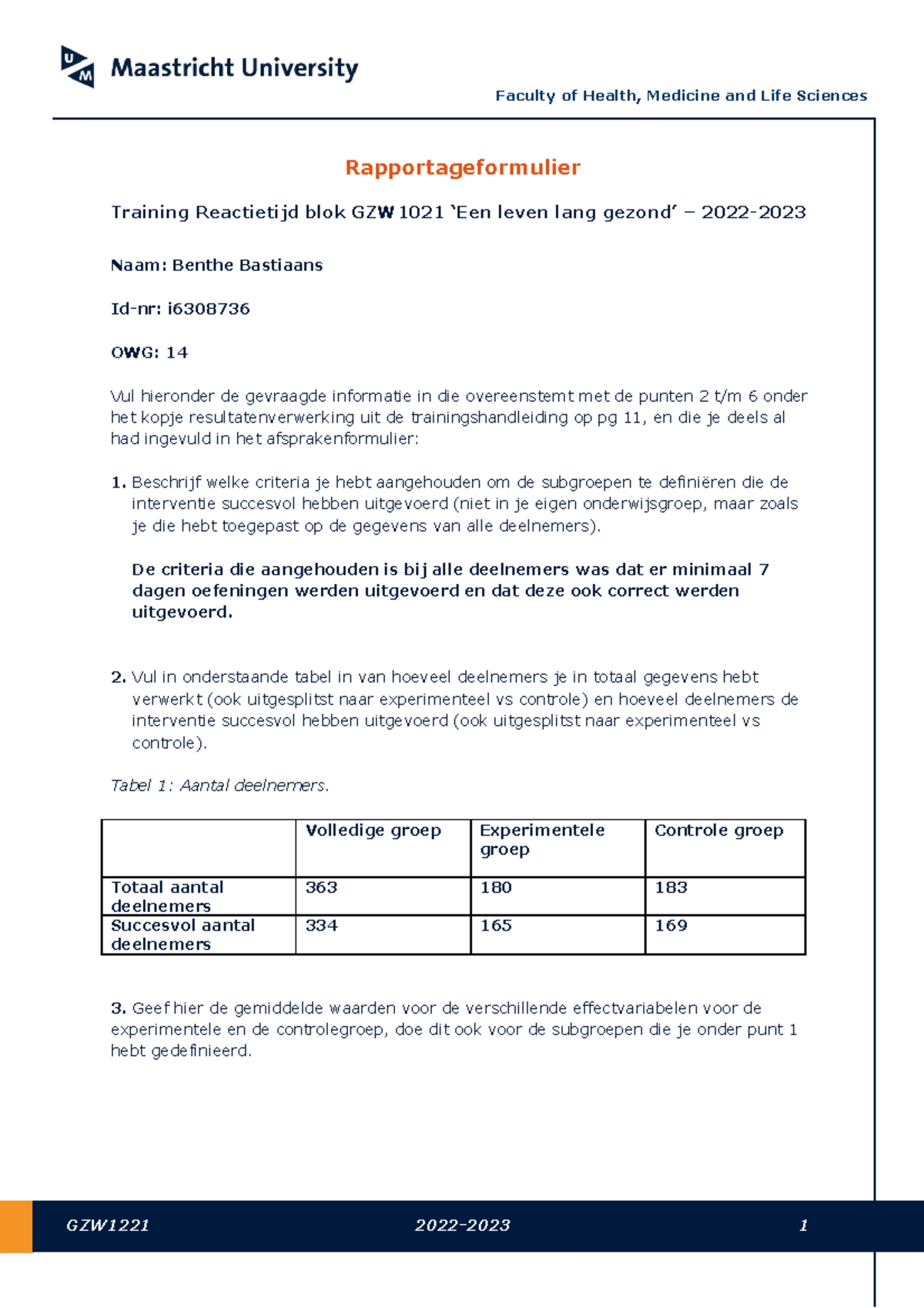 GZW1221 Rapportageformulier training Reactietijd 22 23 ...