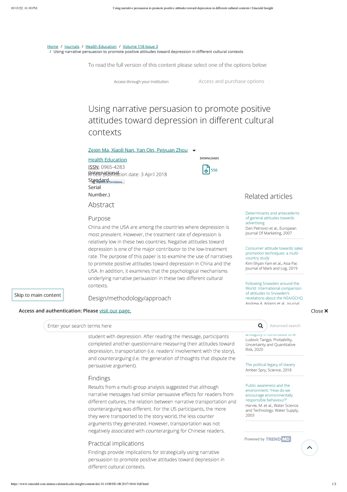 1st Article- Using narrative persuasion to promote positive attitudes ...