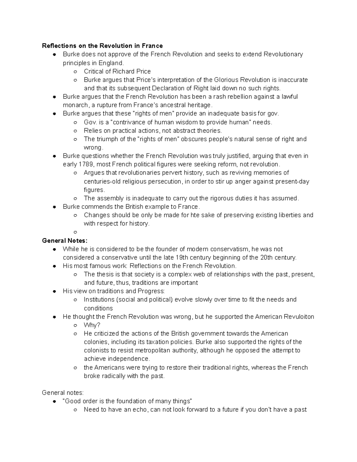 Burke - Critical of Richard Price Burke argues that Price’s ...