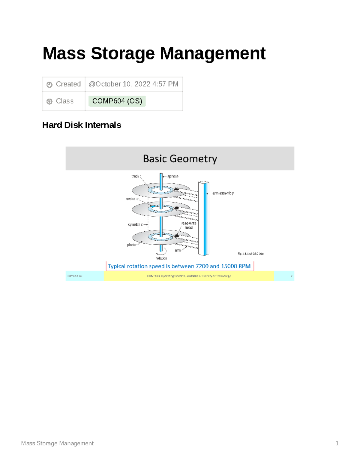 Mass Storage Management - Mass Storage Management Created Class COMP604 ...