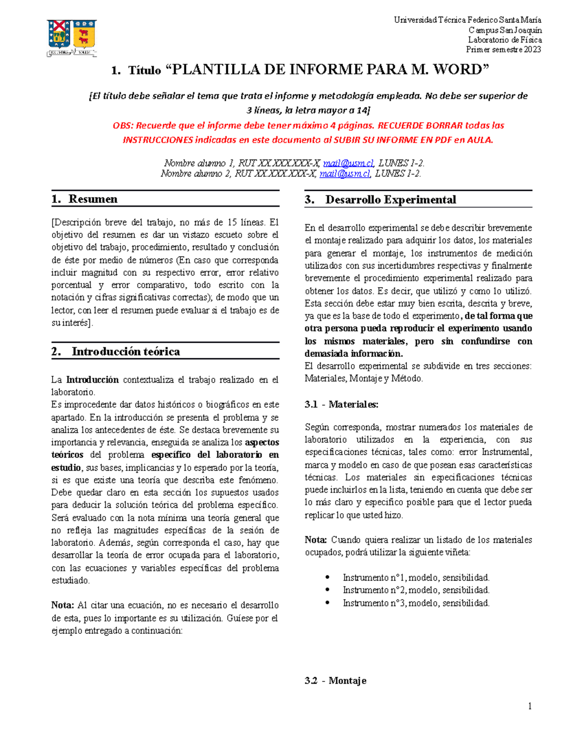 Informe Lab 6 - 1. Título “PLANTILLA DE INFORME PARA M. WORD” [El ...