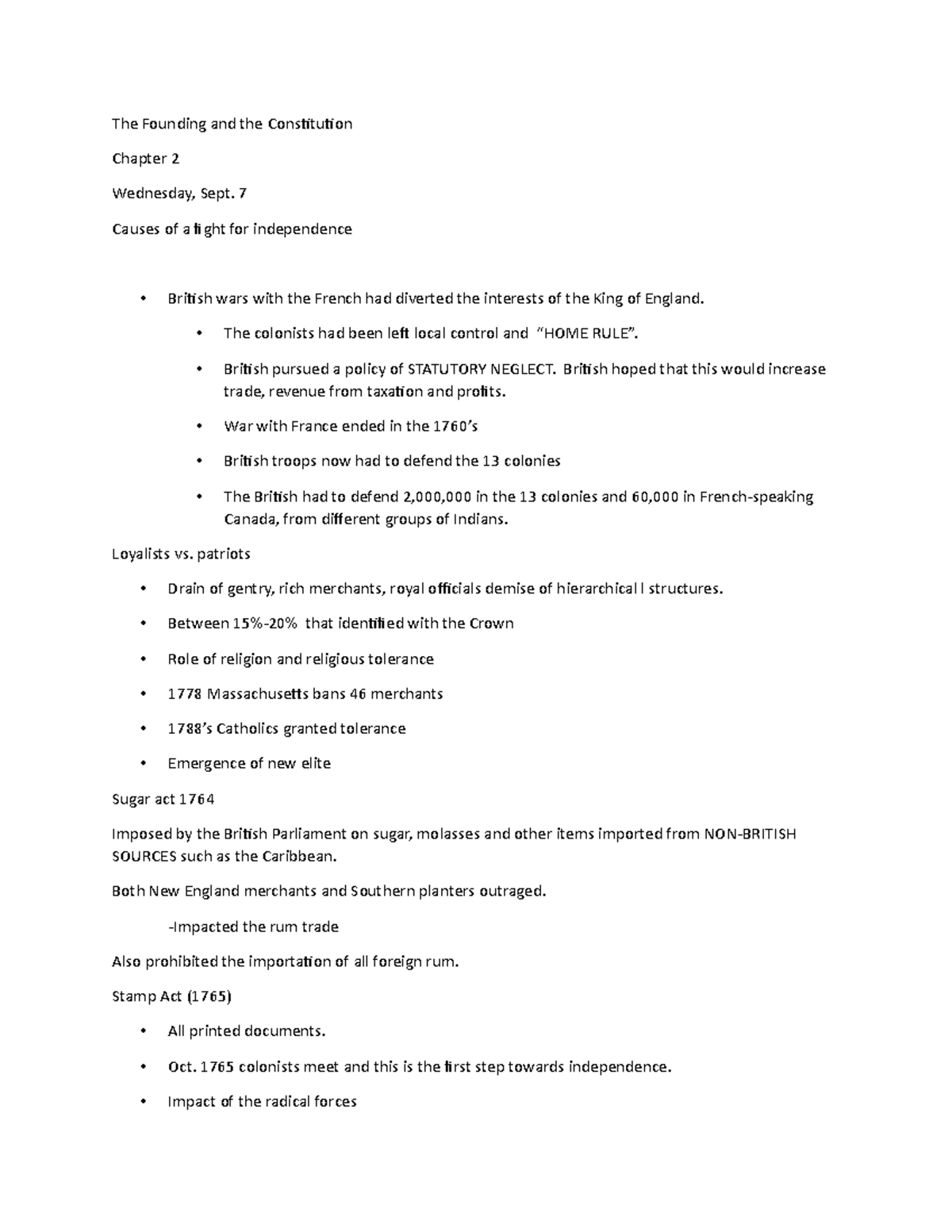 The Founding and the Constitution American govt notes lecture - The ...