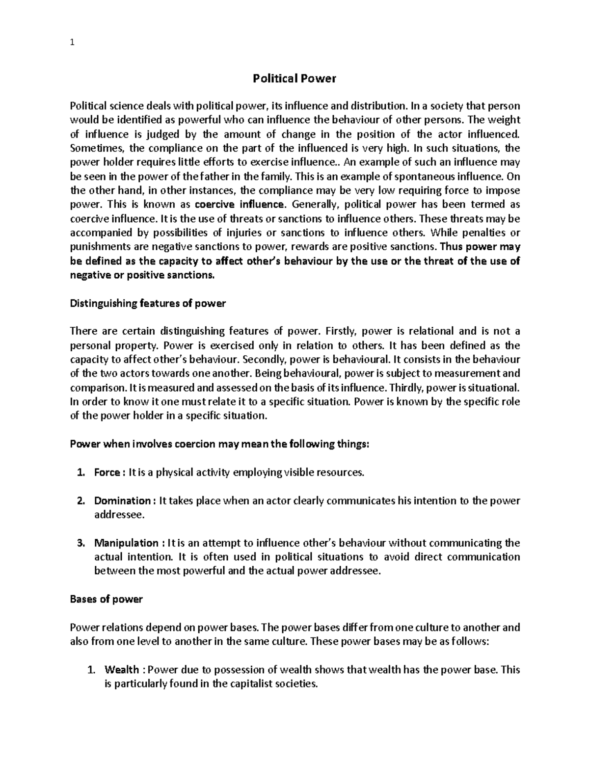 Political Power - follow instruction and u will surely get an A - 1 ...