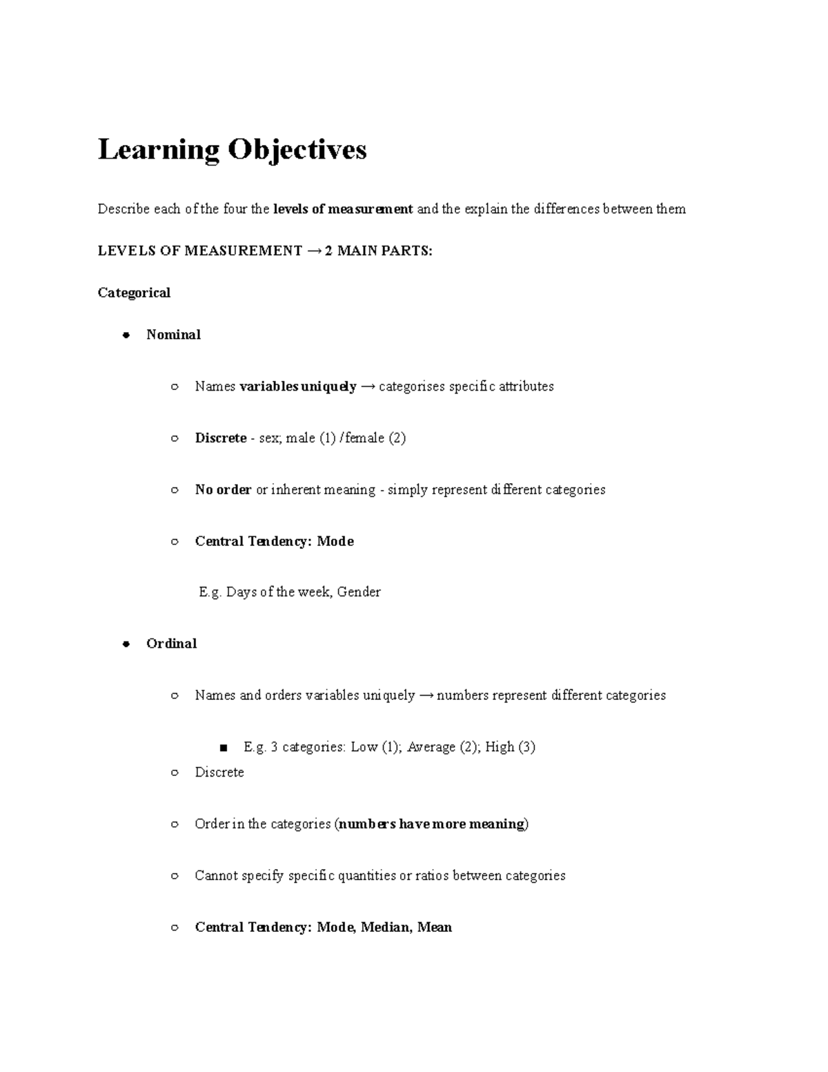 Study Notes Module 3 - Learning Objectives Describe each of the four ...