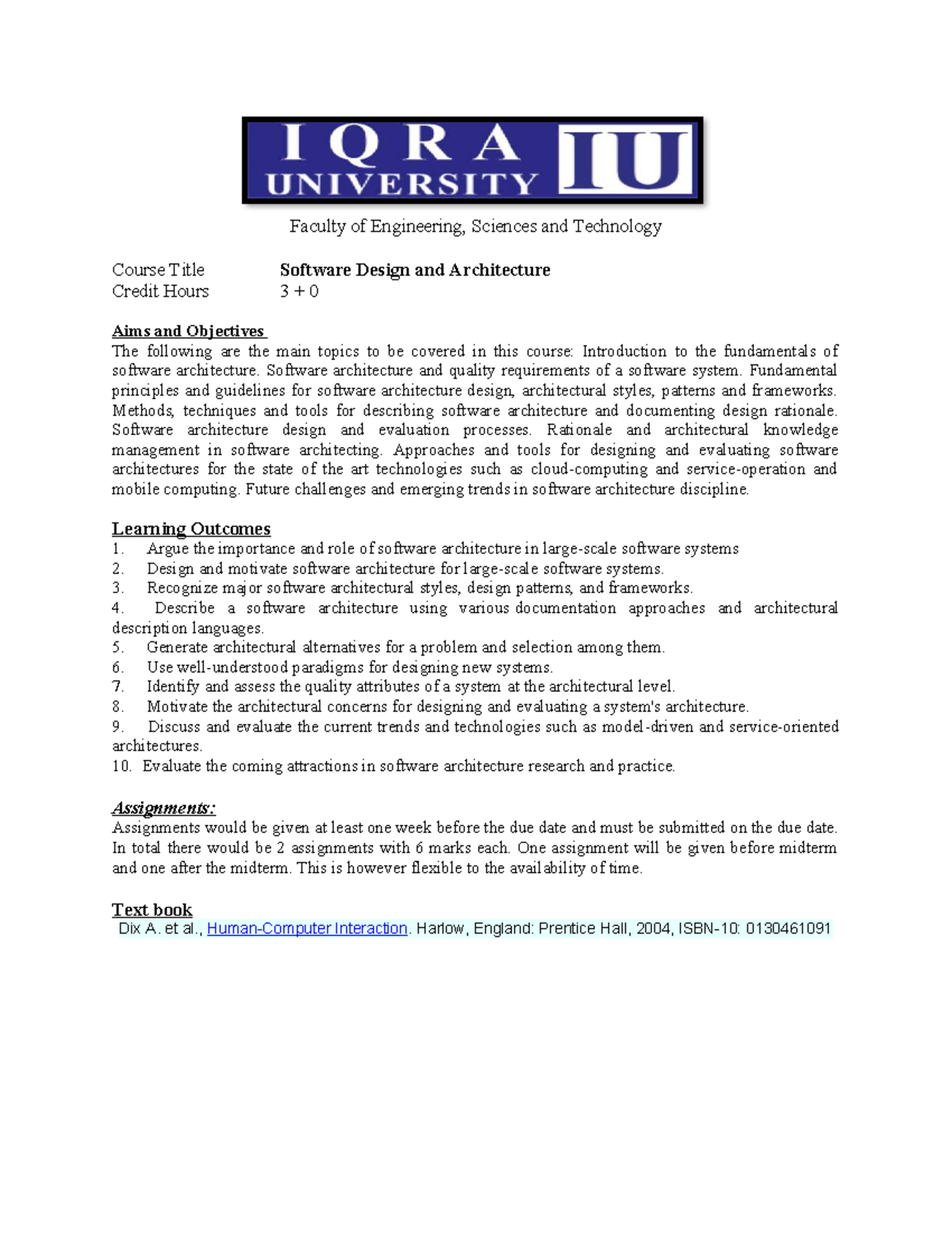 Software Design and Architecture - Software architecture and quality ...