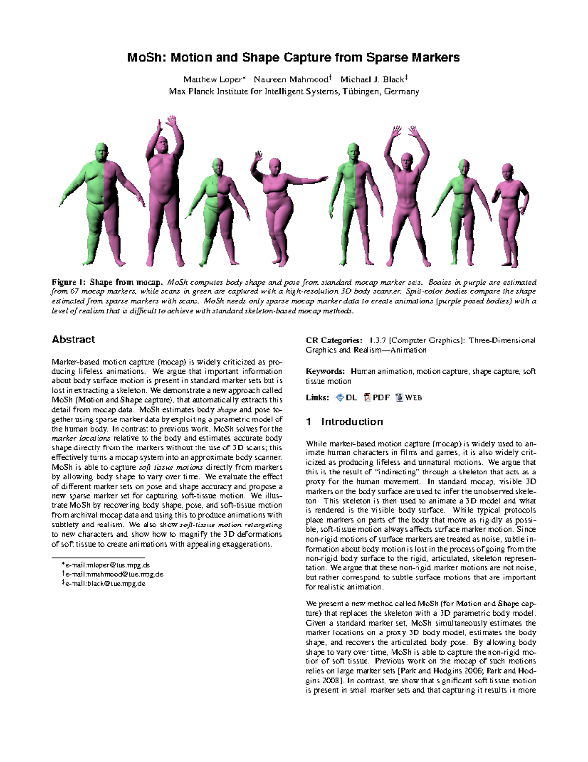 Moshosi overview and - MoSh: Motion and Shape Capture from Sparse ...