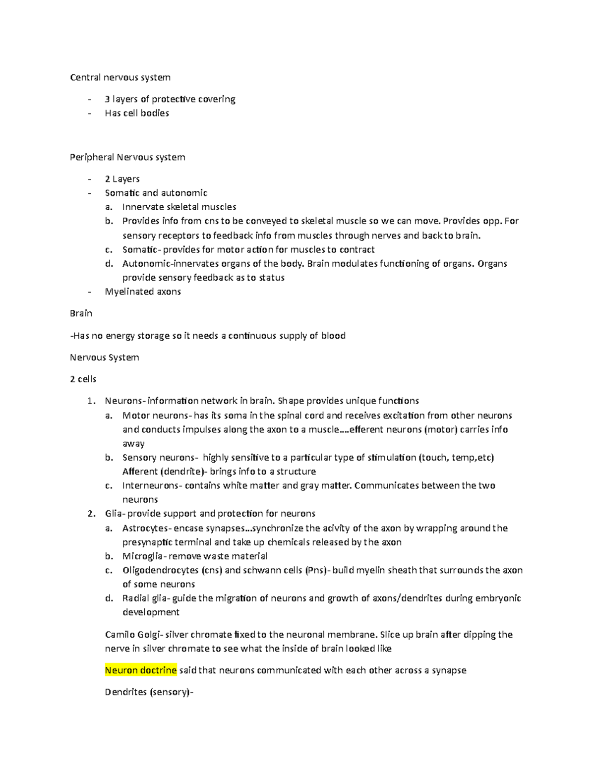 Psychobio 1 - Lecture notes 1-4 - Central nervous system 3 layers of ...