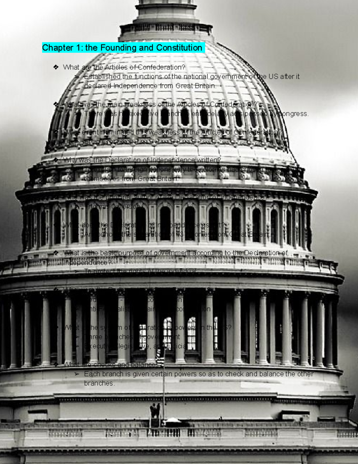 American Government - Chapter 1 study quide - Chapter 1: the Founding ...