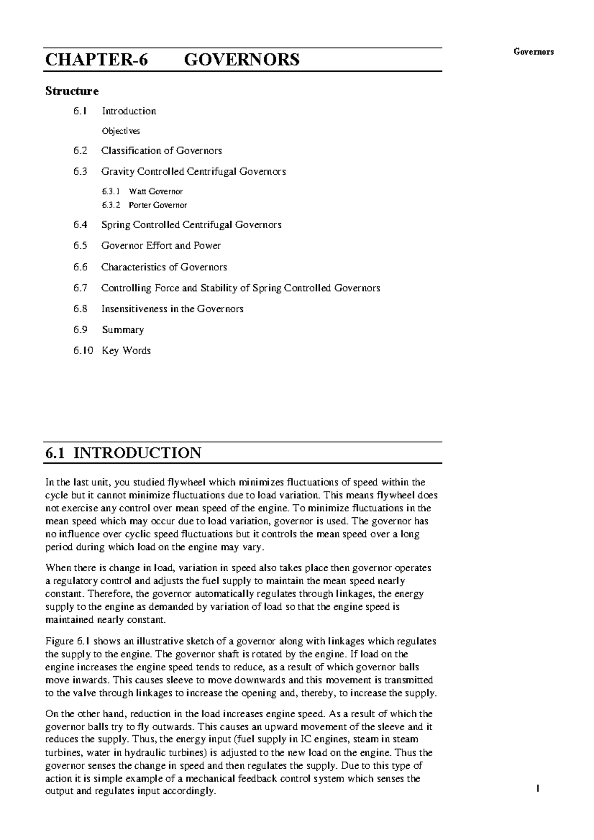TOM Ch 6 Governor - Machine dynamics - output and regulates input ...