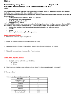 Copy of Honors Biology Study Guide - UNIT 1 – INTRODUCTION TO BIOLOGY ...