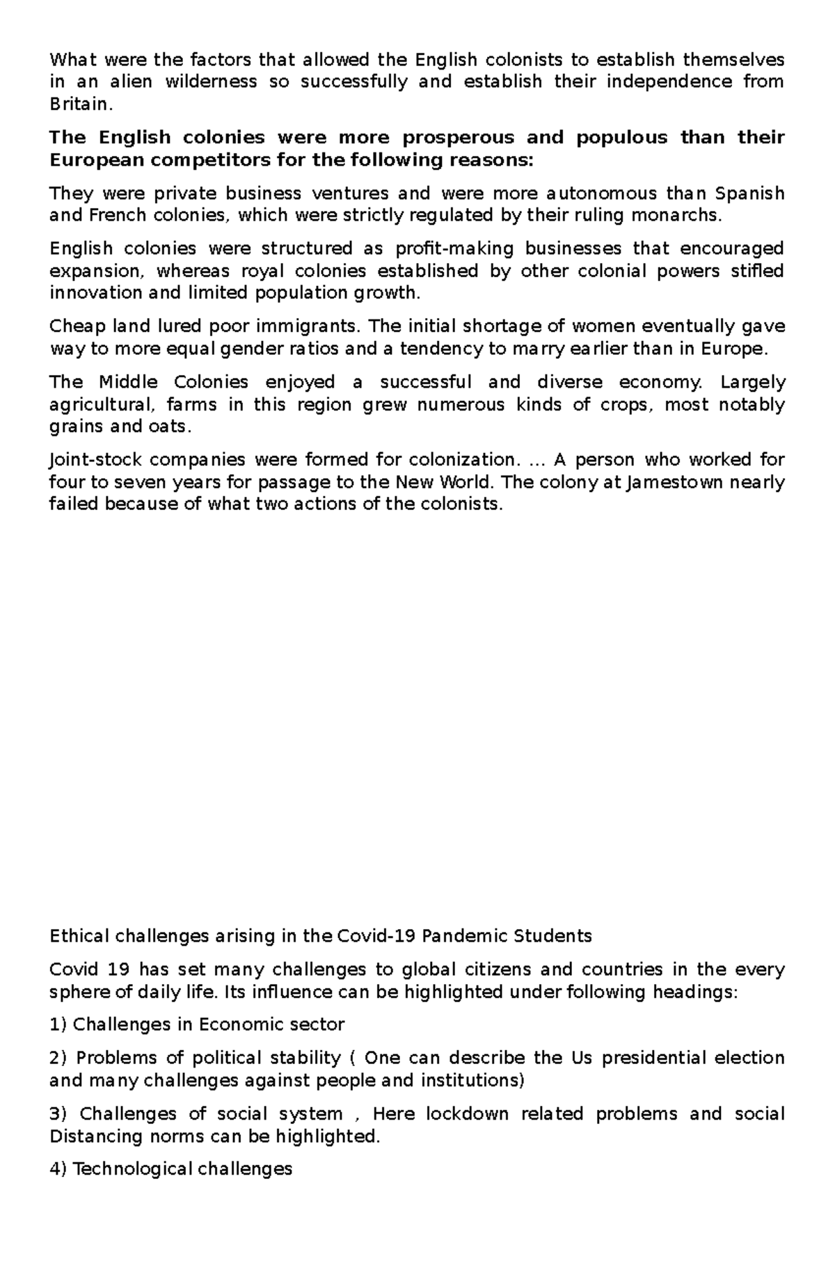 English colonists to establish themselves in an alien wilderness - The ...