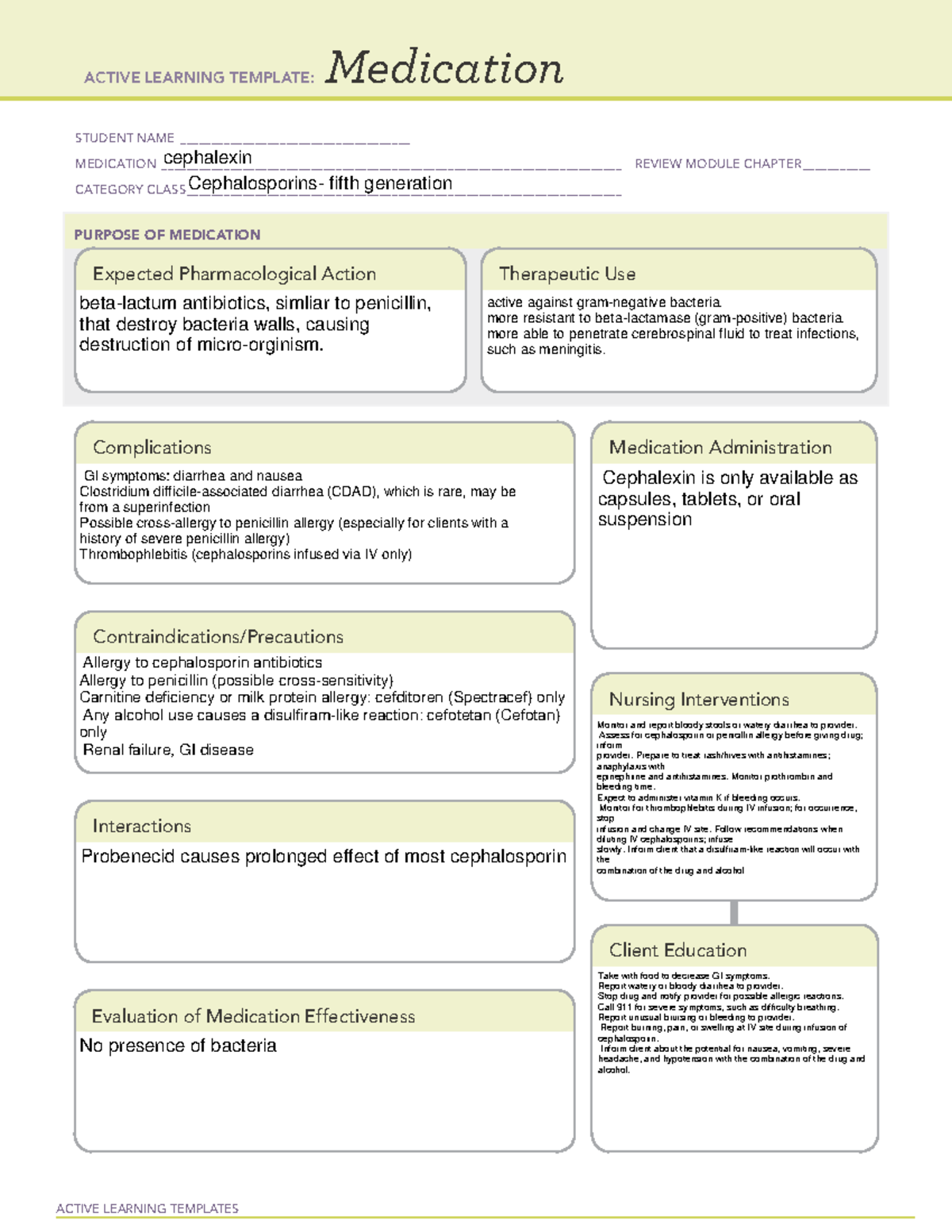 1349807 - ati - ACTIVE LEARNING TEMPLATES Medication STUDENT NAME - Studocu