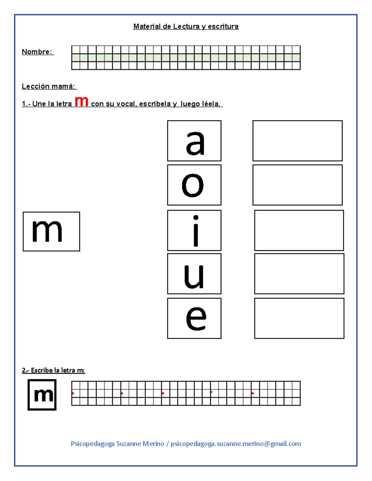 Clase nº 2- lección mamá - Material de Lectura y escritura Nombre ...