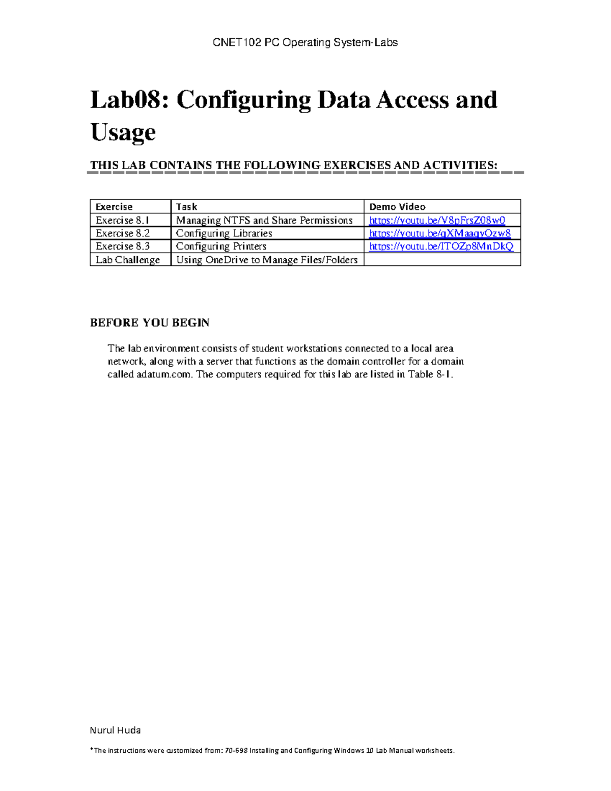 Lab08 Configuring Data Access And Usage Nurul Huda Lab08 Configuring