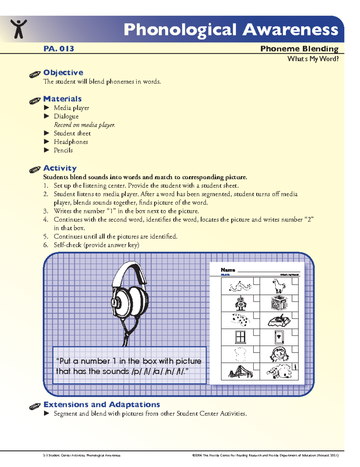 23 pa013 whats my word - Phonological Awareness 2-3 Student Center ...