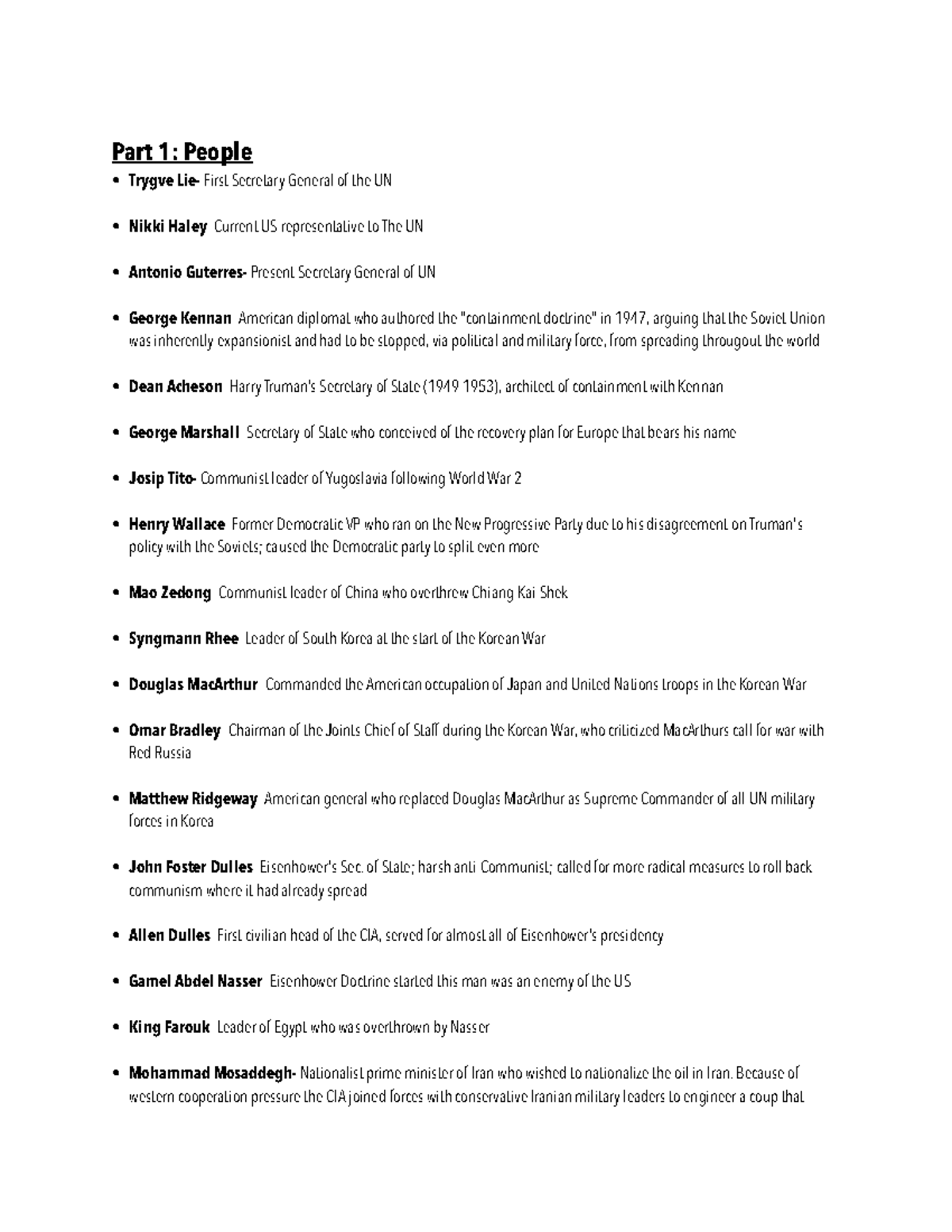 Cold War IDs Vocabulary For Cold War Part 1 People Trygve Lie
