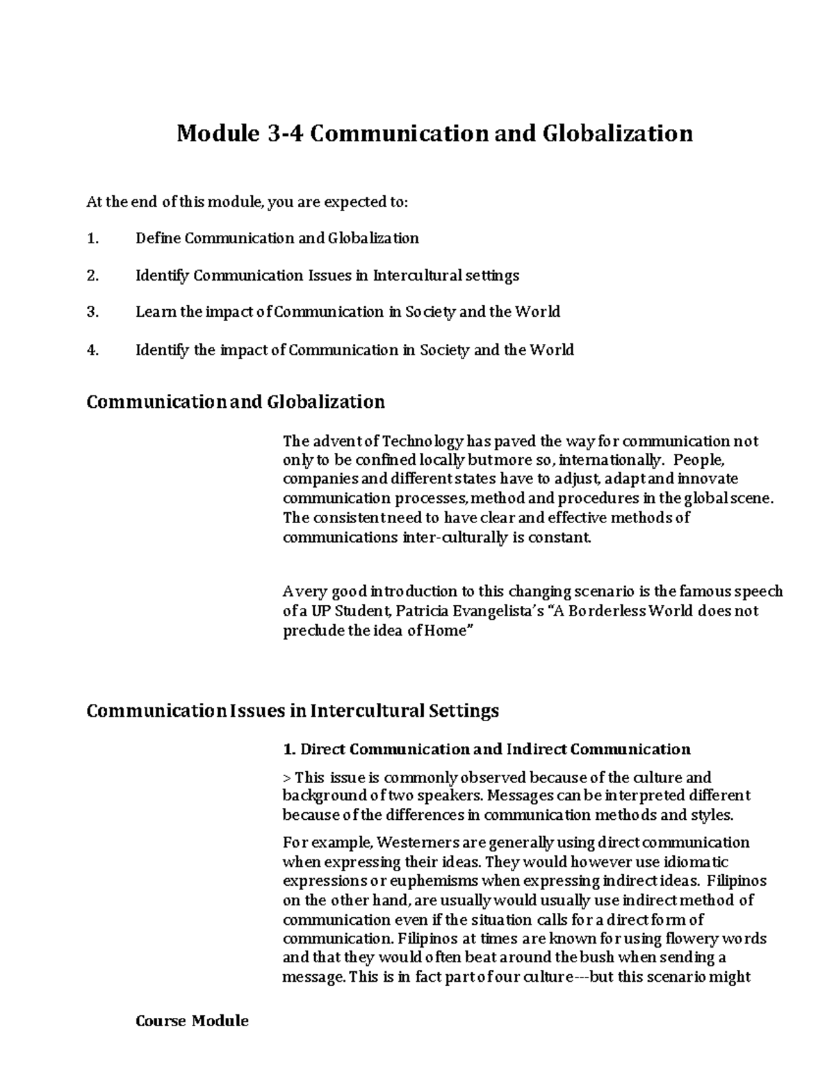 W3 & W4 Lesson 2 Communication and Globalization - Module W3 & W4 ...