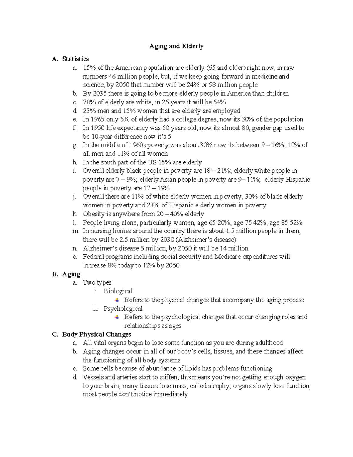 Aging and Elderly - Fisher - Aging and Elderly A. Statistics a. 15% of ...