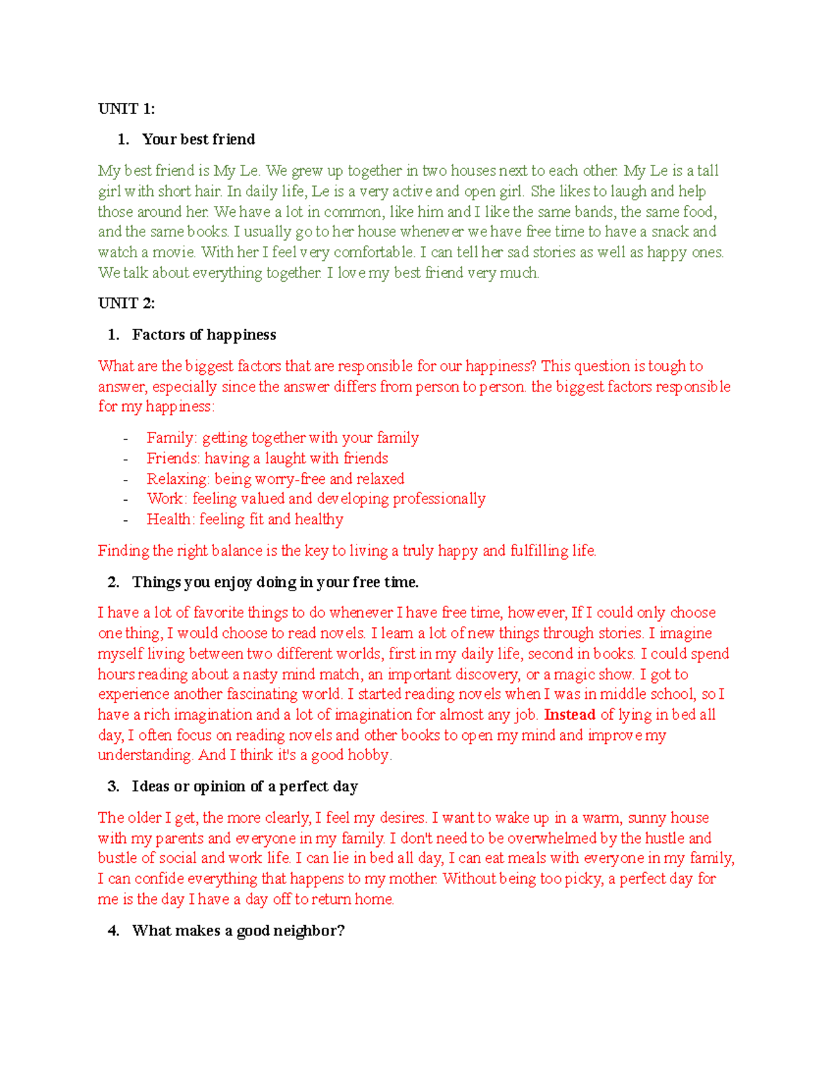 English- Level-2 - give as much - UNIT 1: Your best friend My best ...