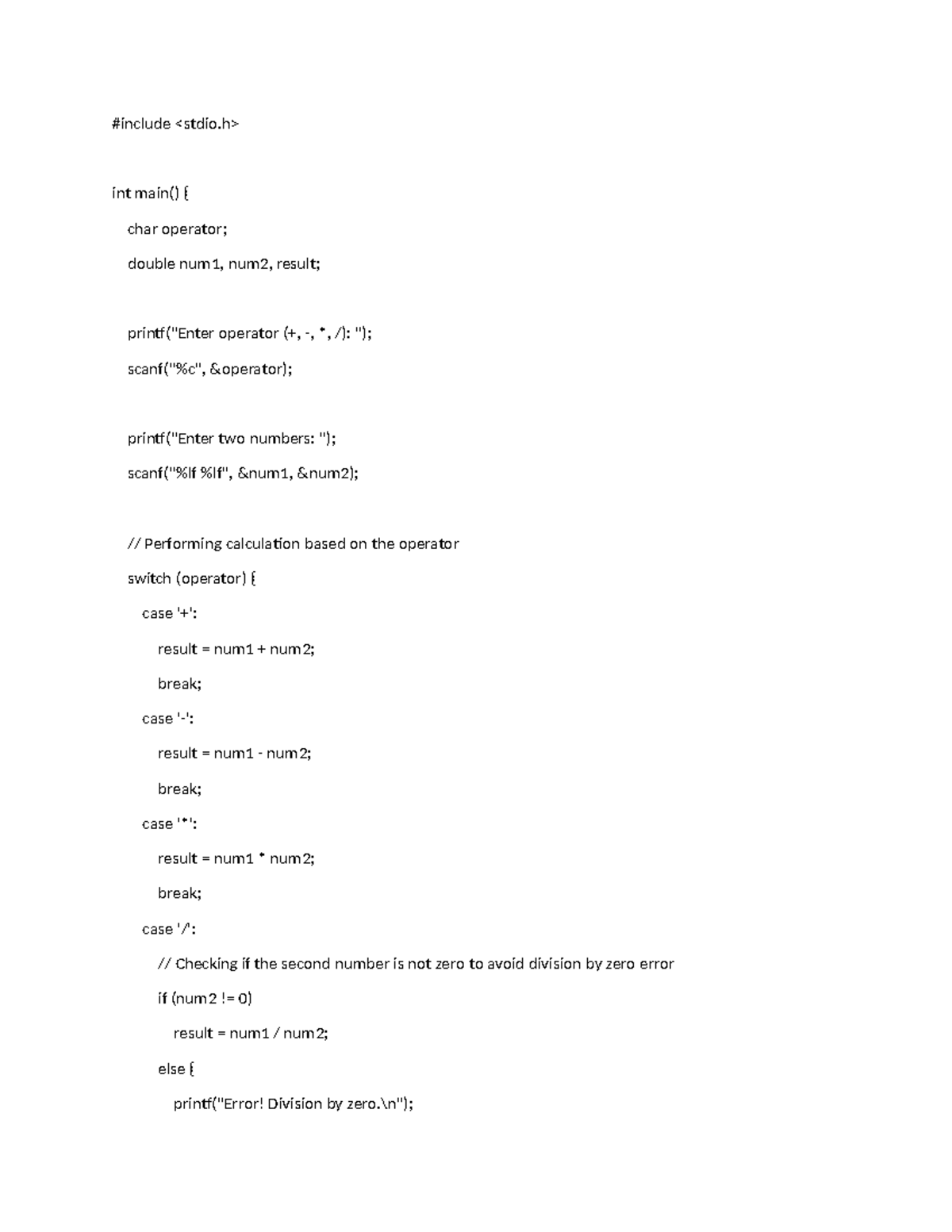 C calculater - dscdlcdḍcc dldḍl felff , - #include int main() { char ...